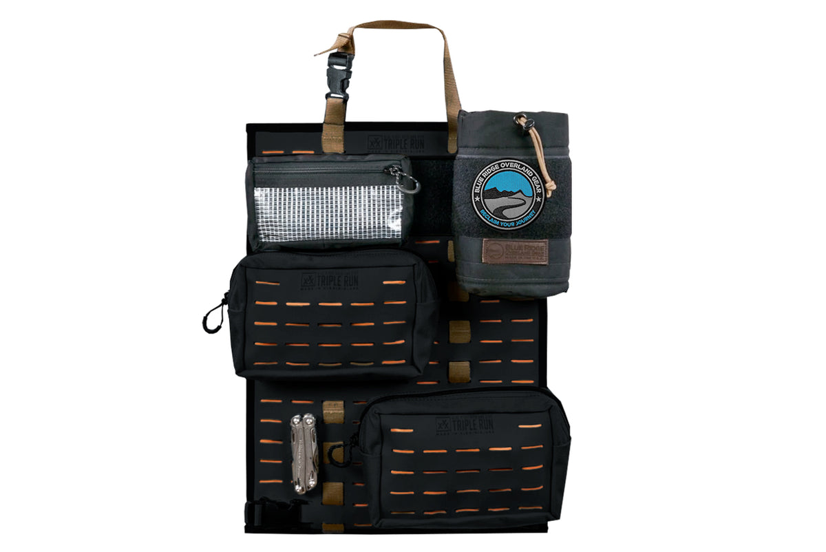 MOLLE Seat Back Panel - 14" x 20" Black/Orange | Triple Run – Blue ...